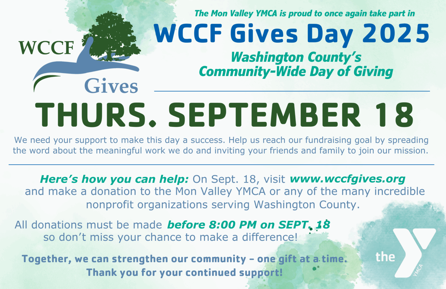 WCCF Gives Day 2025 - Mon Valley YMCA